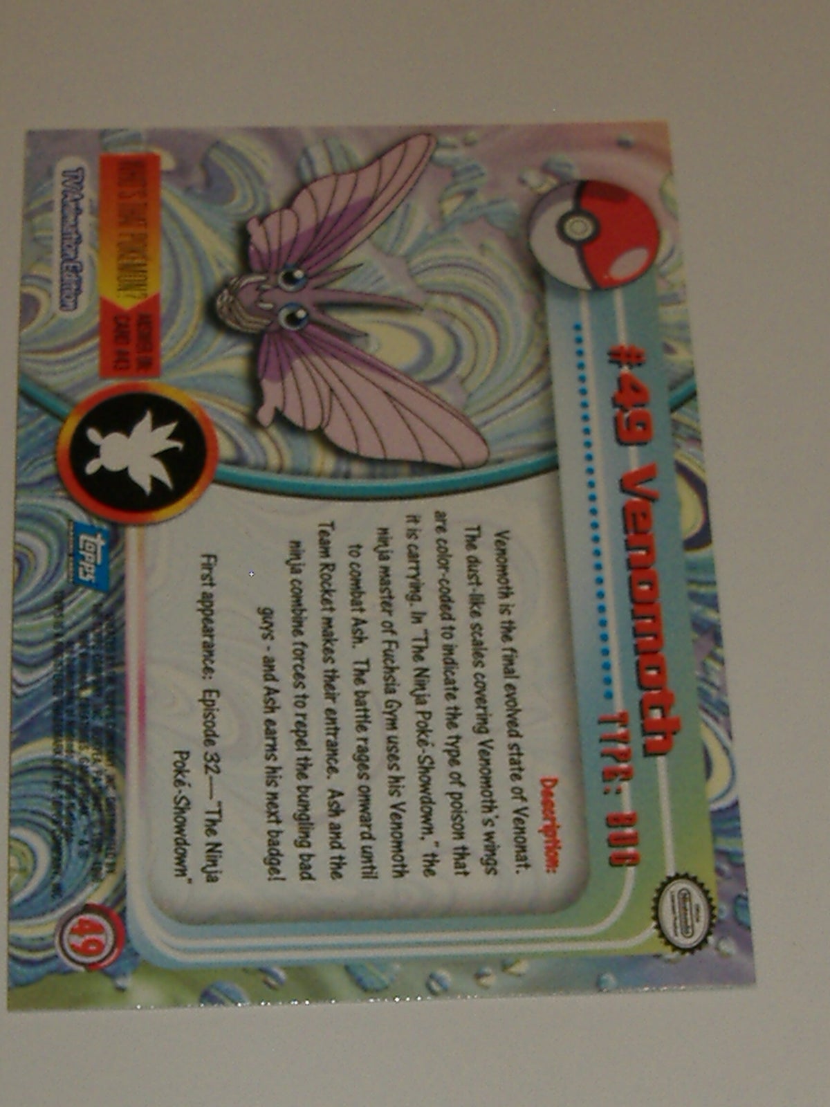 Topps Venomoth Blue Label Foil Pokemon Card | Jett-Starr's Pokemon and ...