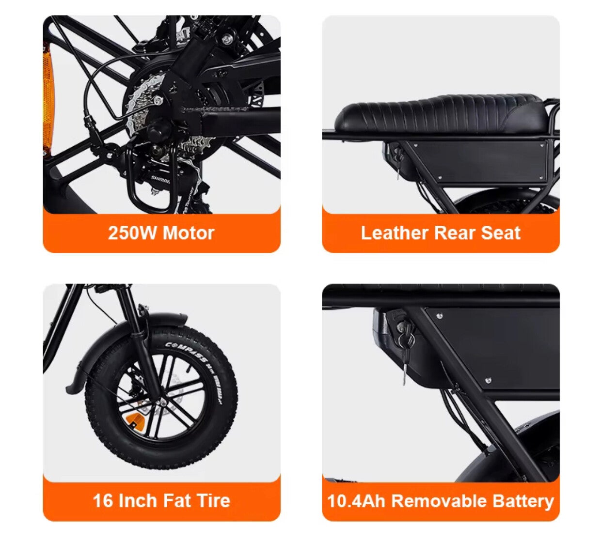 C63 Mini - Fatbike - 250W - 10.4Ah - 16 Inch - Zwart | Matrixemobility.com