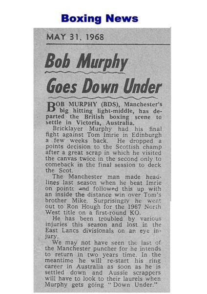 Bob Murphy / Spotlight On | Manchester Ex Boxers Association