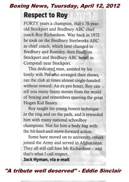 Roy Richardson / Spotlight On | Manchester Ex Boxers Association