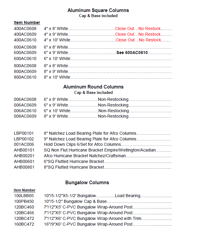 Columns | Construction Supply