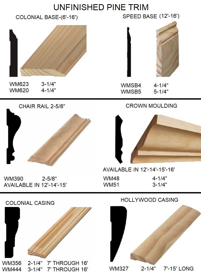 RAW PINE TRIMS / TRIM / STAIR PARTS | Construction Supply, Windows ...
