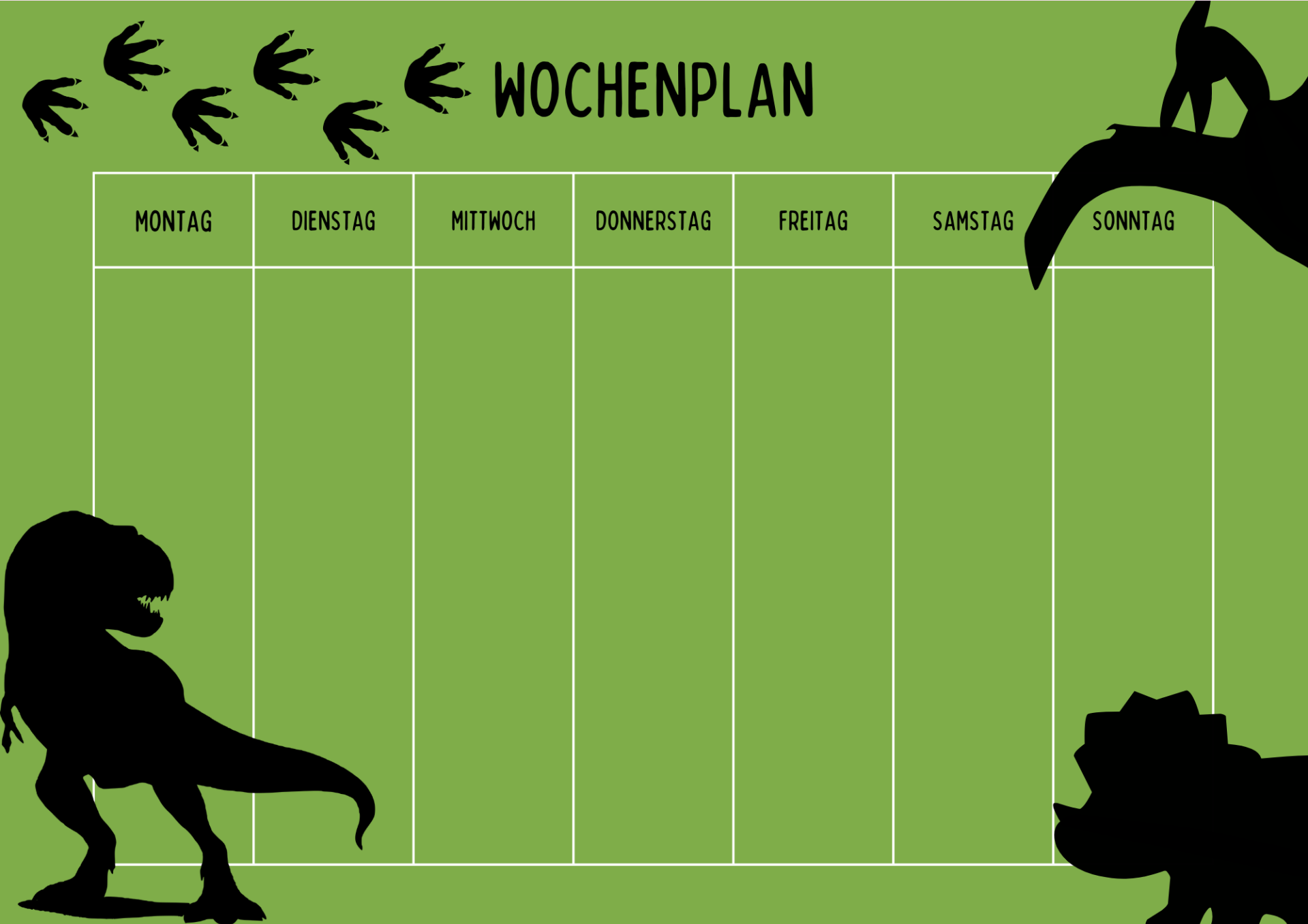 Gratis Wochenplan Dino zum Downloaden / Kostenlose Downloads | Kreativ ...