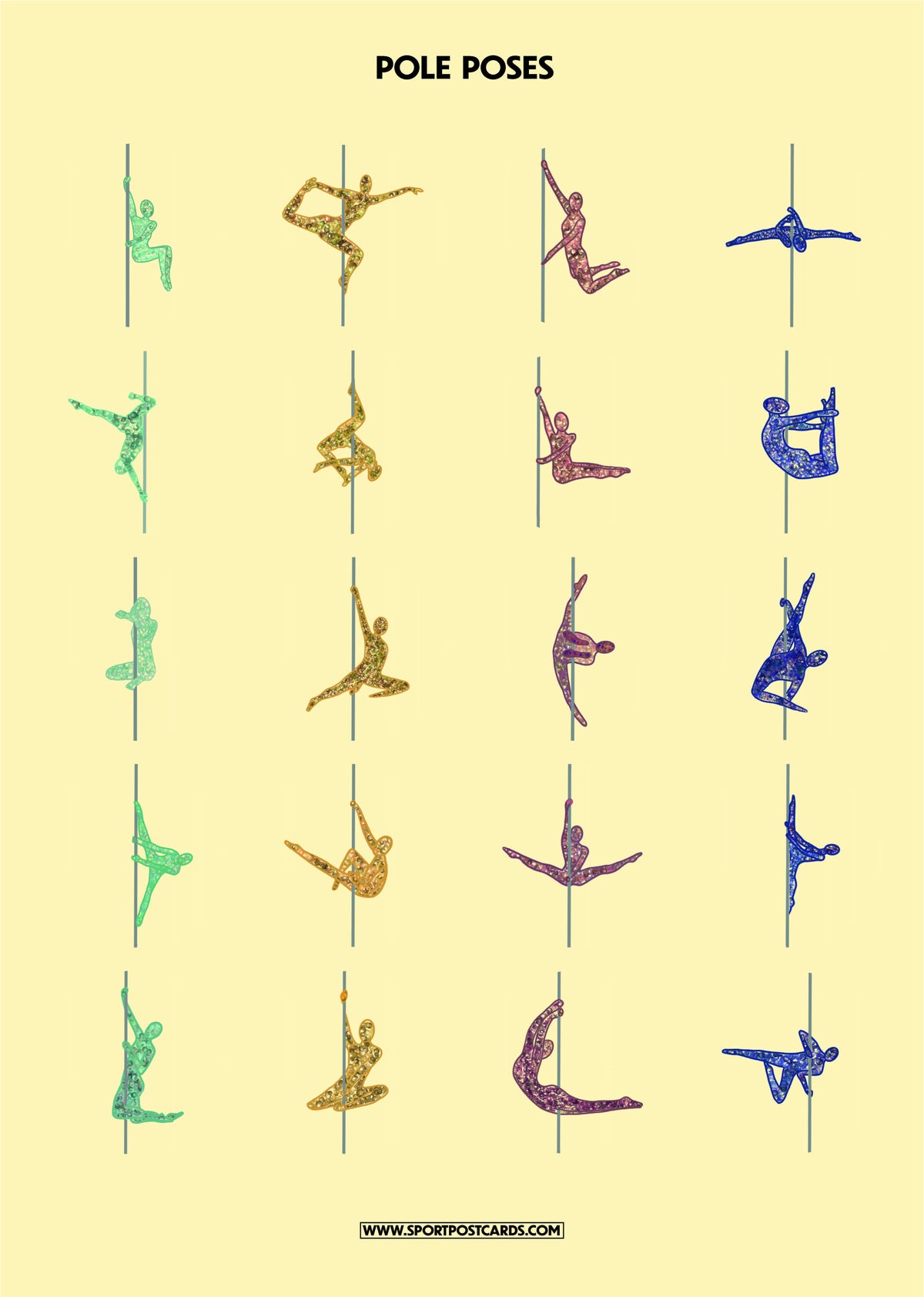 Pole and Aerial Sports Poster, Stickers & Magneten Pole Poses / Pole ...
