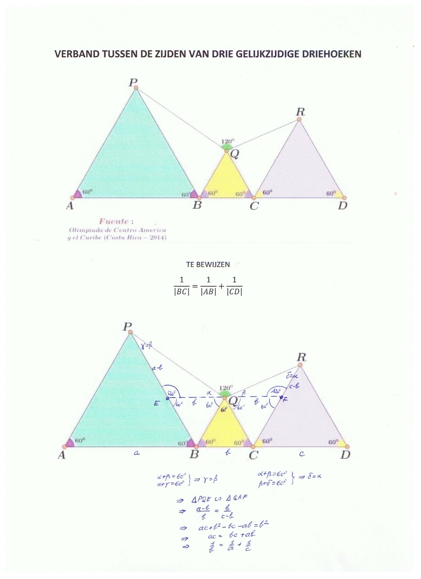 EXTRA 2. Verband tussen de zijden van drie gelijkzijdige driehoeken ...