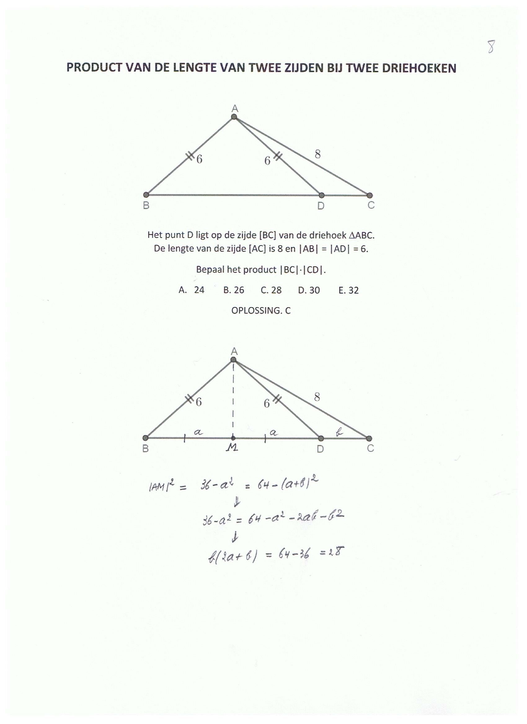 VRAAG 8. Product van de lengte van twee lijnstukken | GEOMETRIA