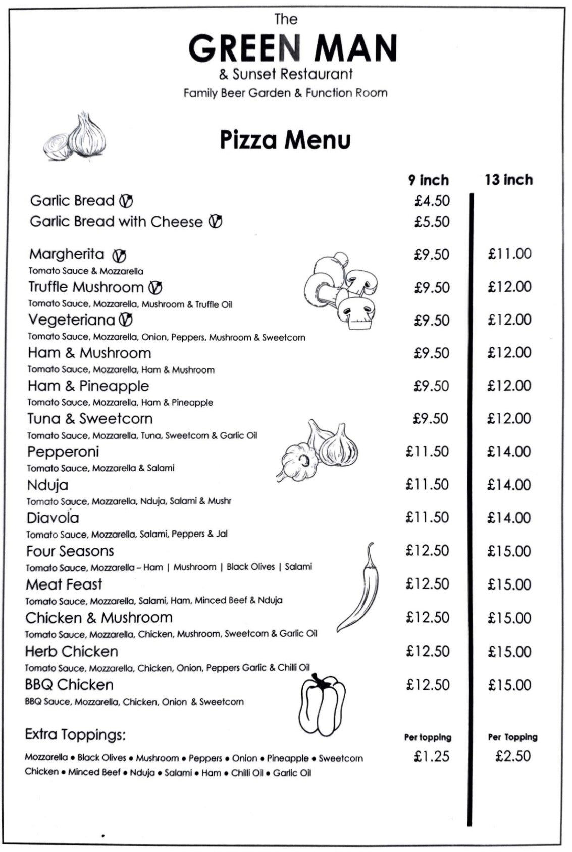 Menu | The Greenman Pub