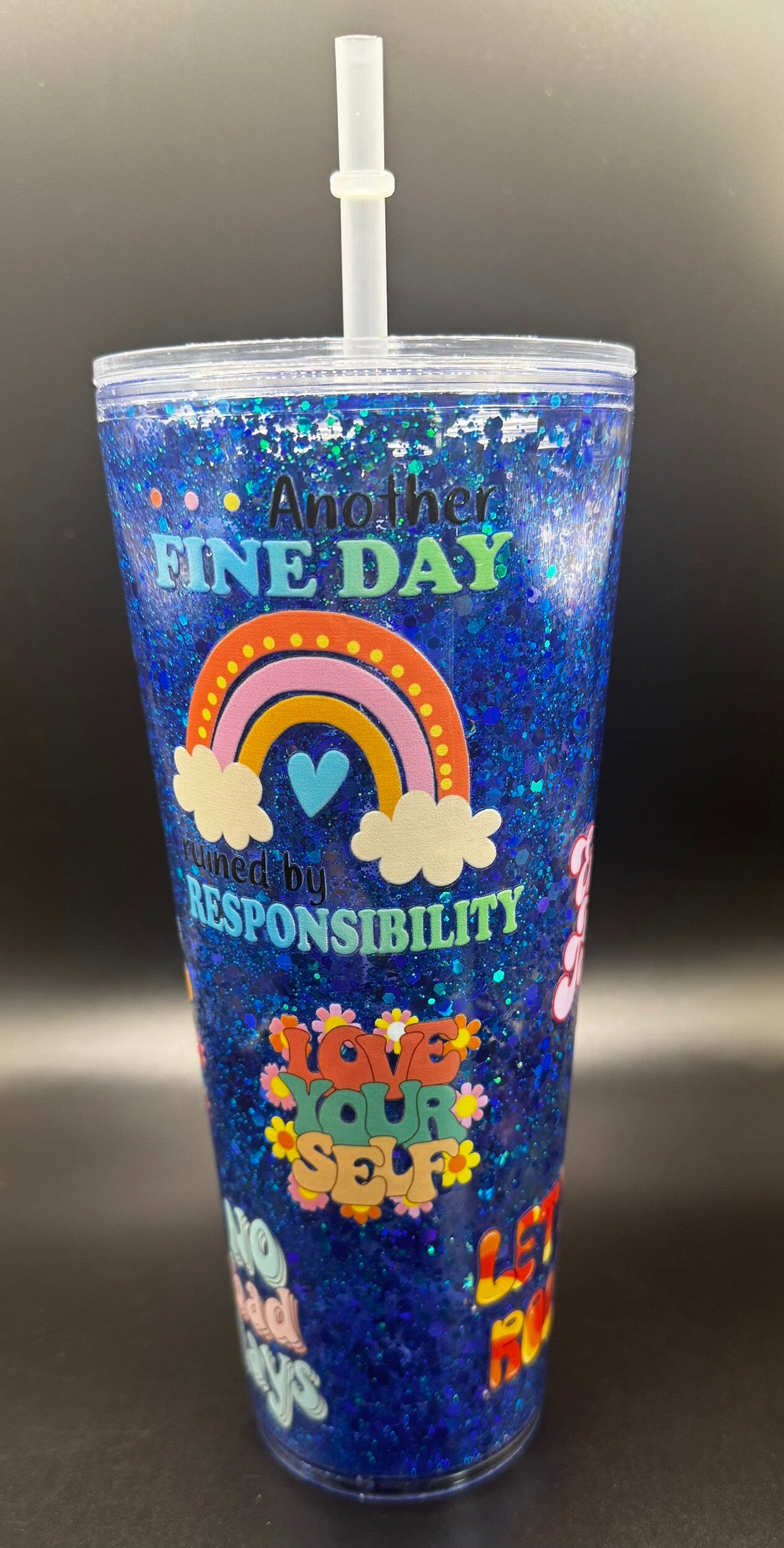 24oz Acrylic Tumbler Design 5 (Blue Glitter) | MummaCubCreations