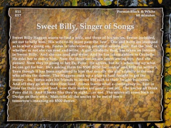 S11 E17 Gunsmoke Sweet Billy, Singer of Songs