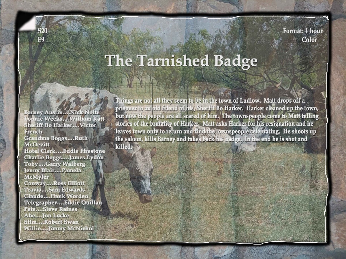 S20 E9 Gunsmoke The Tarnished Badge