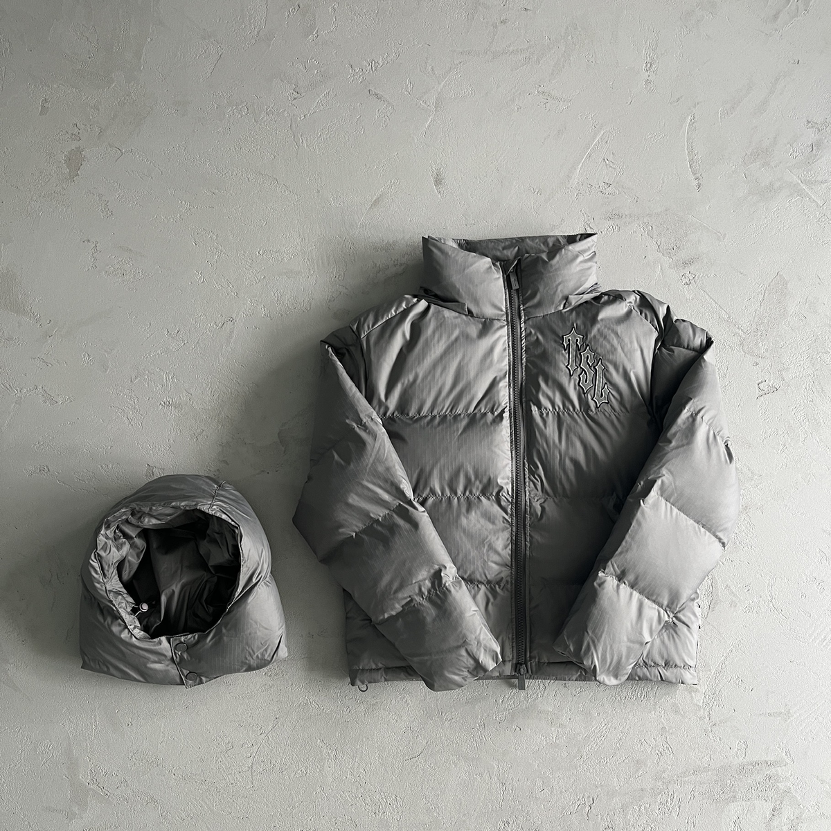 Trapstar Shooters Hooded Puffer Jacket - Grey/Reflective | Dripzone