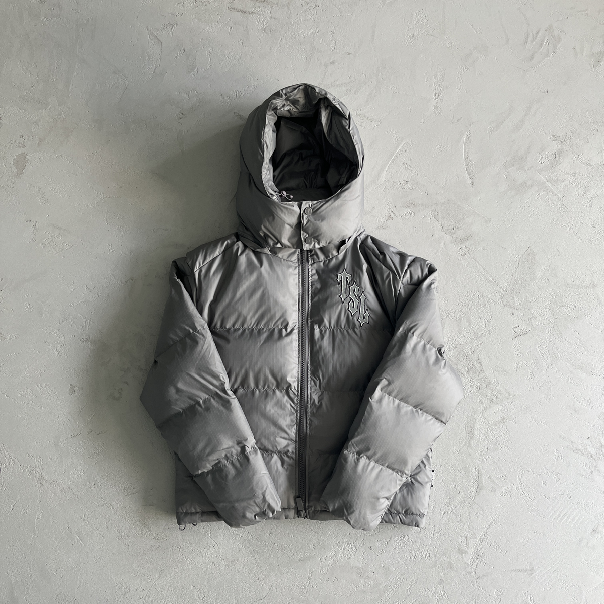 Trapstar Shooters Hooded Puffer Jacket - Grey/Reflective | Dripzone