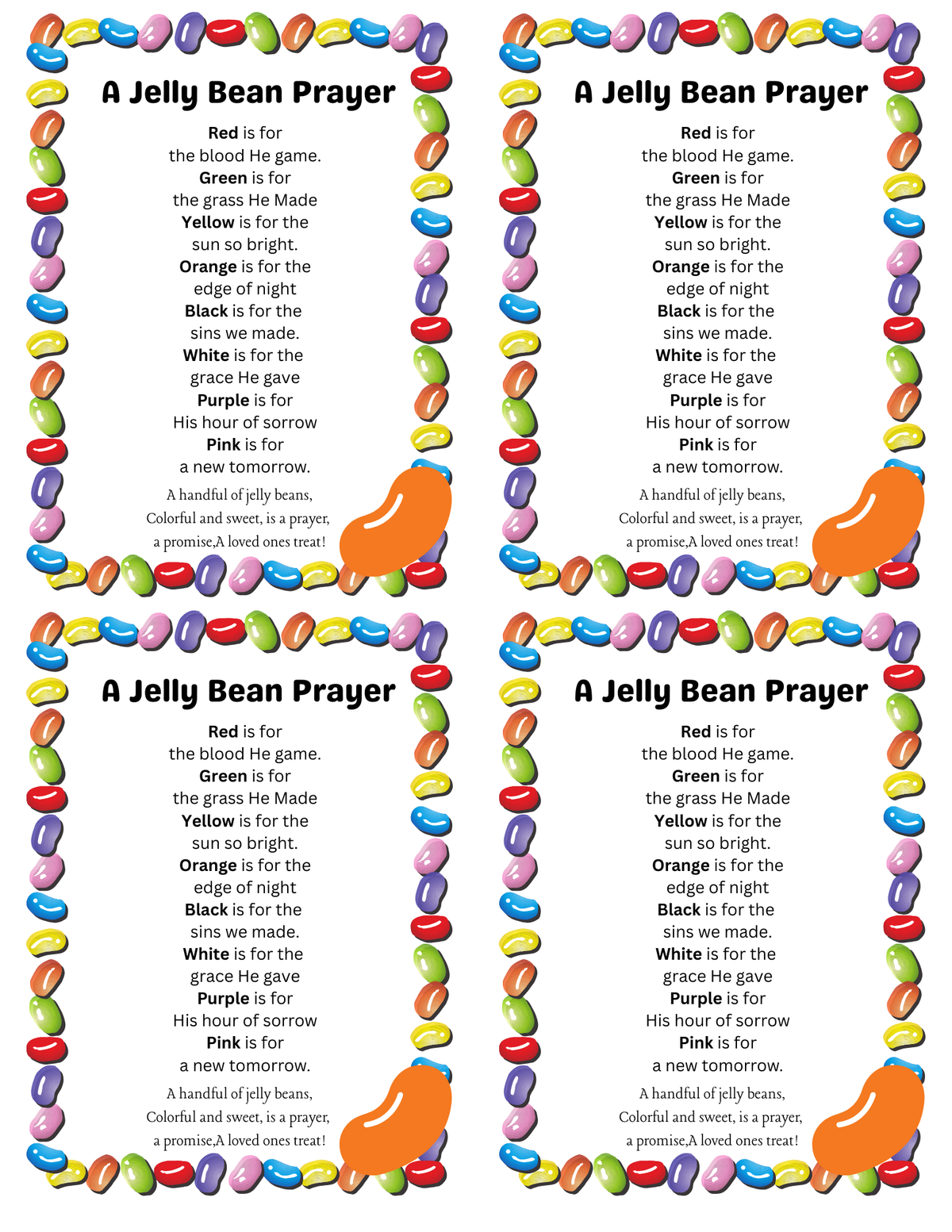 Jelly Bean Prayer Printable / Blog | Finding A Rainbow Through The Rain