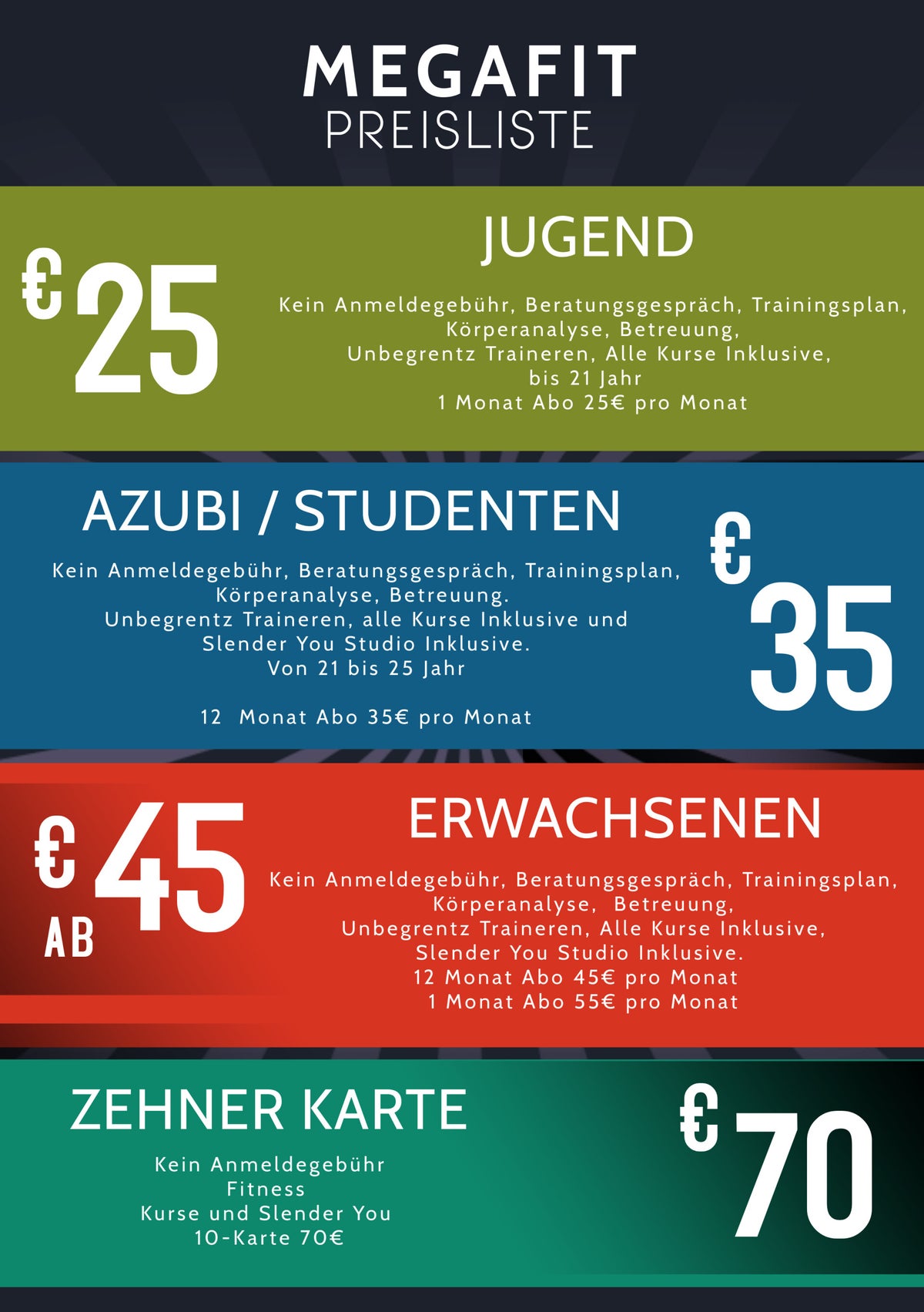 Preise / Mitgliedschaft | Megafit