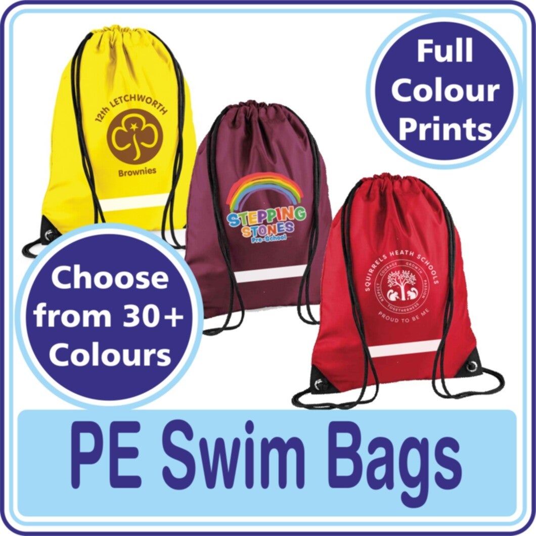 PE Bags - Swim Sacks / School Bags / Schools | Hand Print for clothing ...