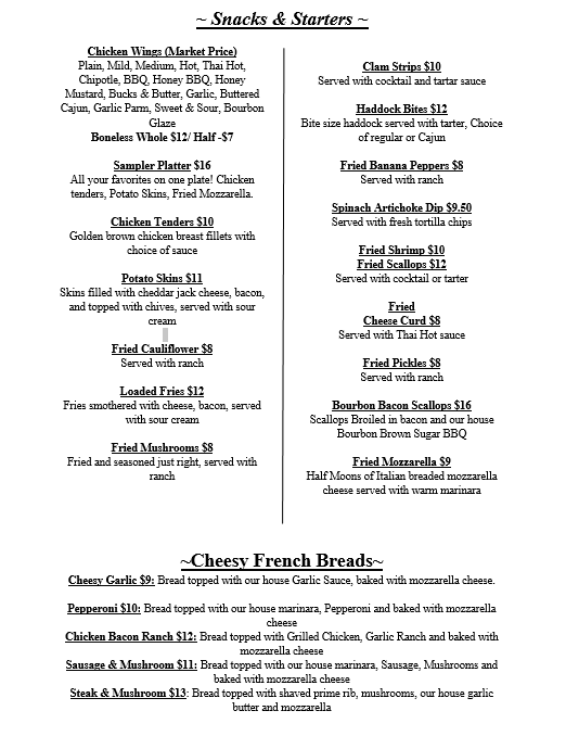 Menu | The Driveway Inn