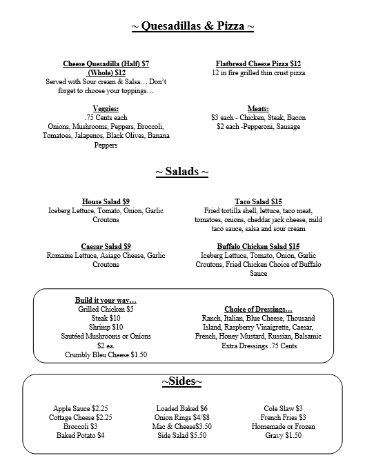 Menu | The Driveway Inn