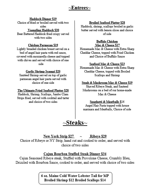 Menu | The Driveway Inn