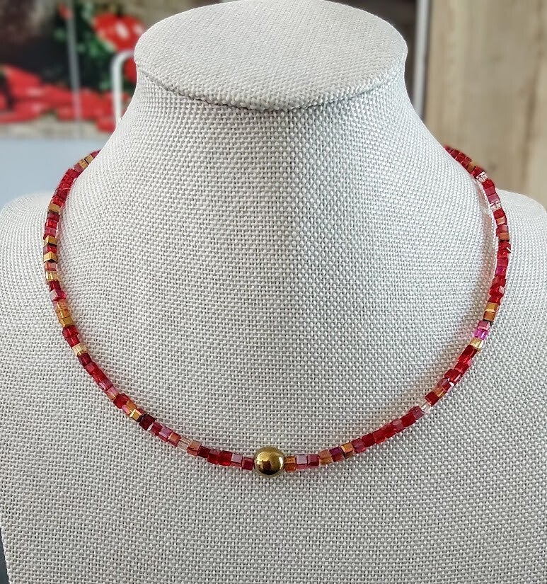 RUBIS – Collier fantaisie rouge et doré | Natka créatrice de bijoux ...