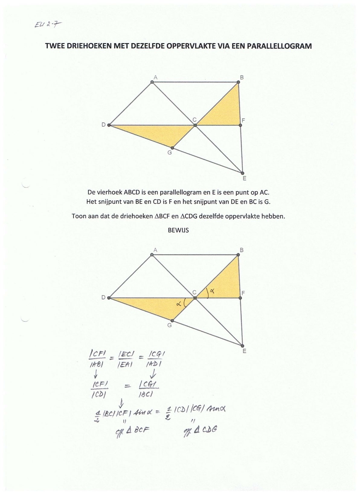OPGAVE 7. Twee driehoeken met dezelfde oppervlakte | EUCLIDEA 2
