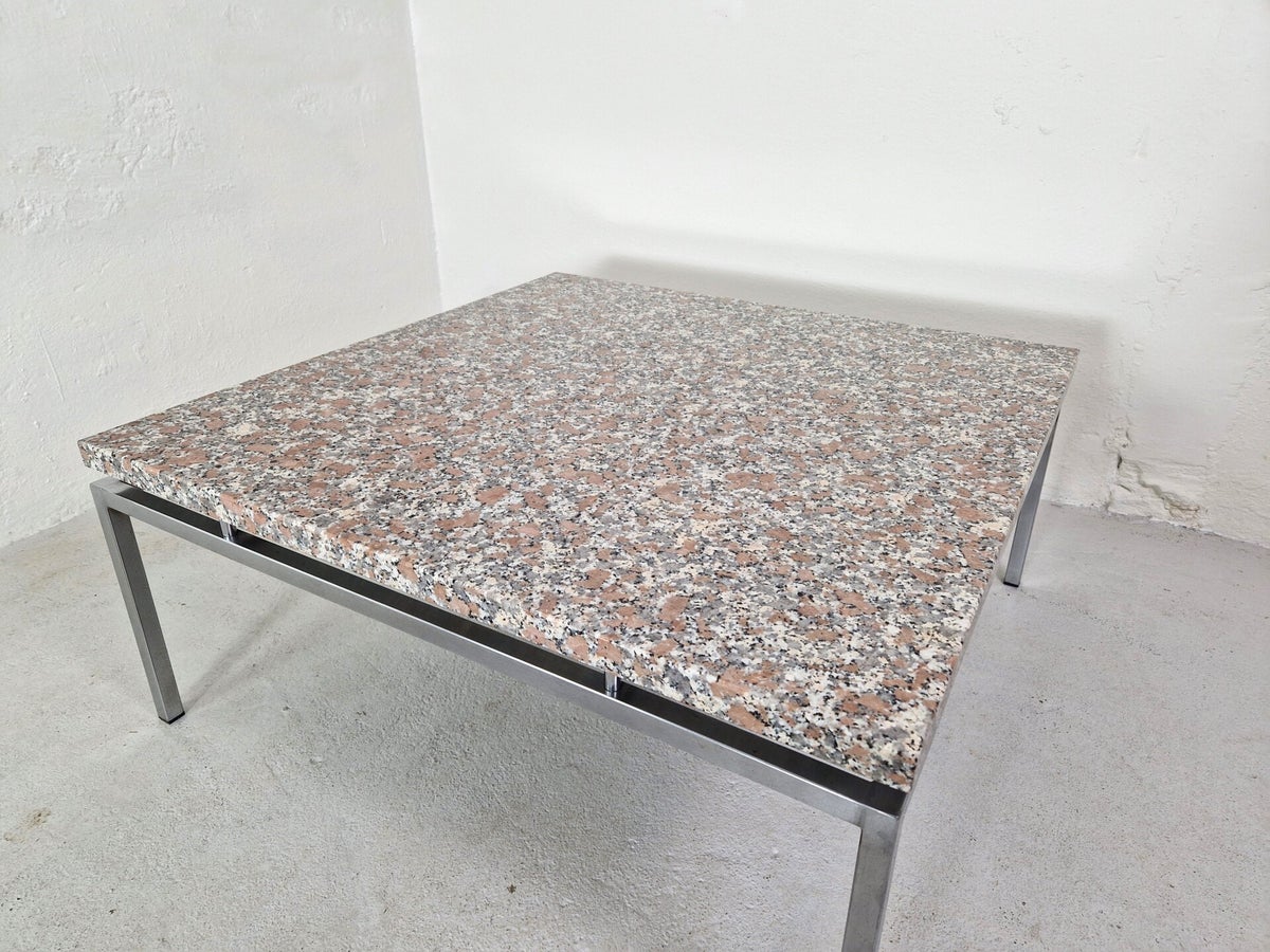 Vintage Modernist Coffee table Steel and Granite | OKER Vintage Interior