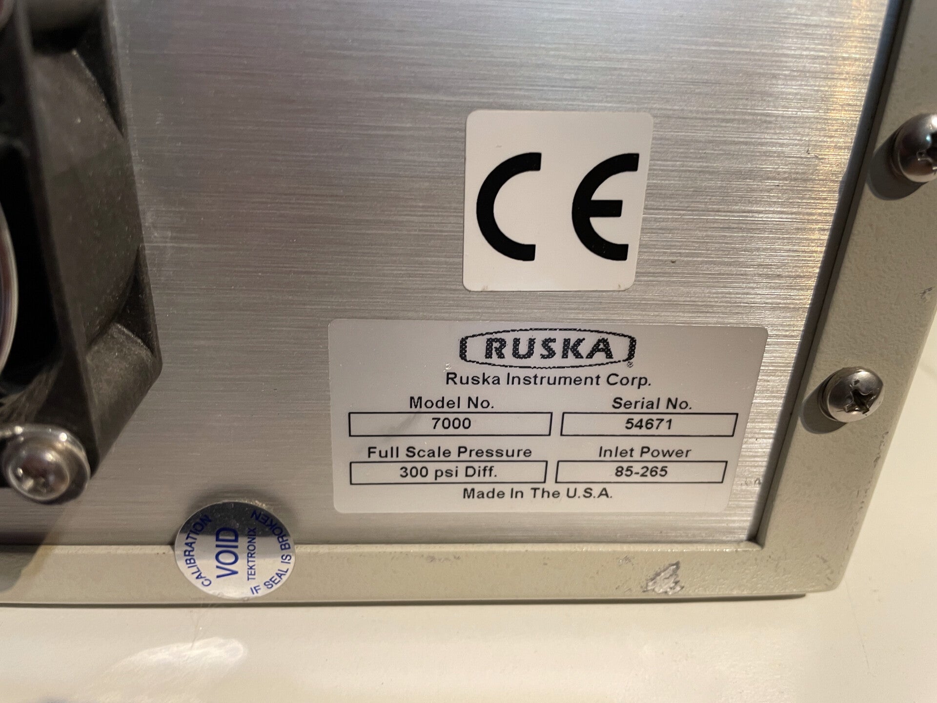 Ruska 7000 pressure indicator 300 psi diff