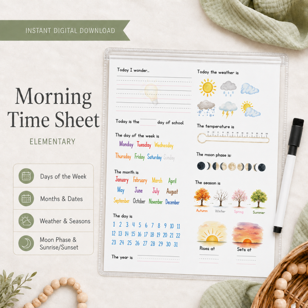 Morning Time Sheet - Elementary | Wonderwood Press