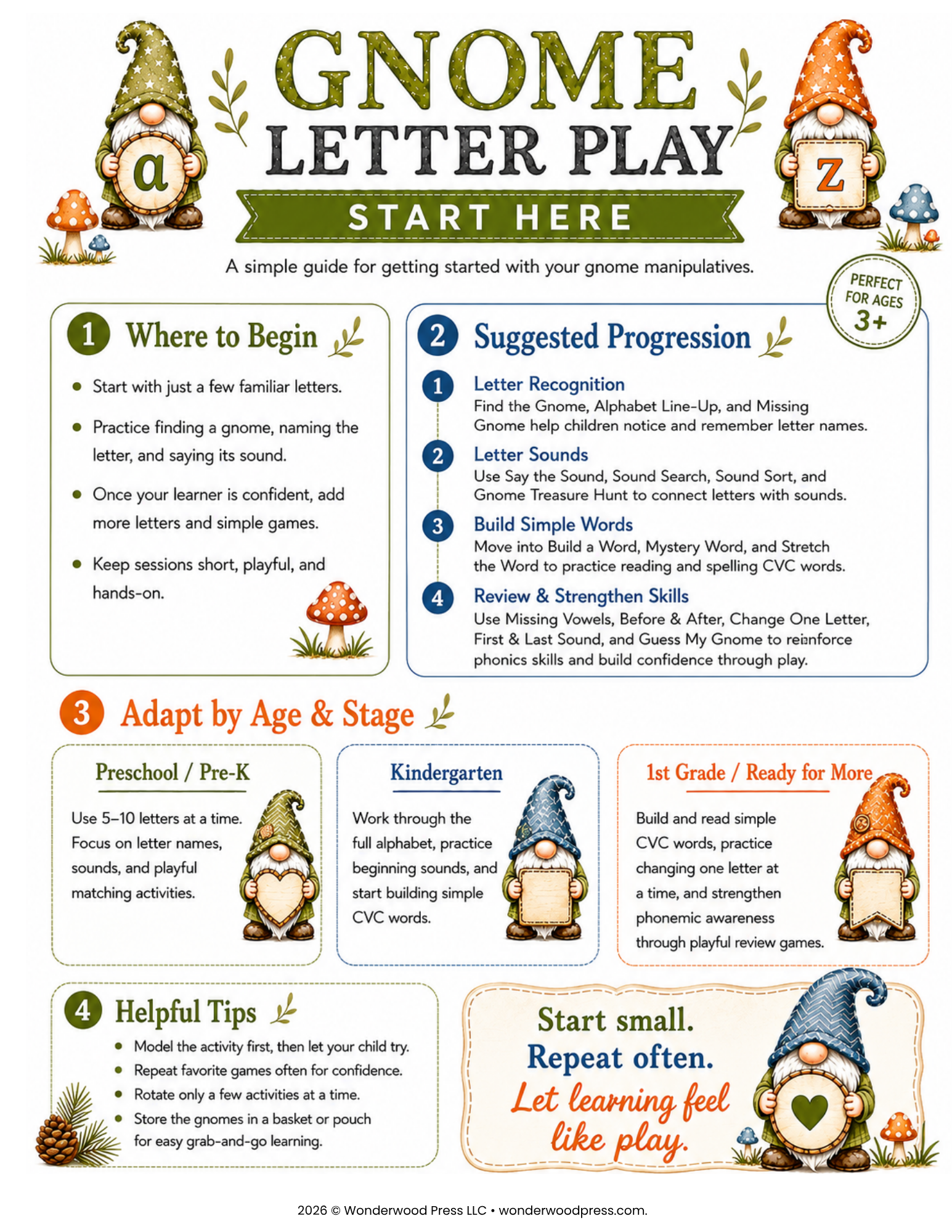 Gnome Letter Activities - Lowercase | Wonderwood Press