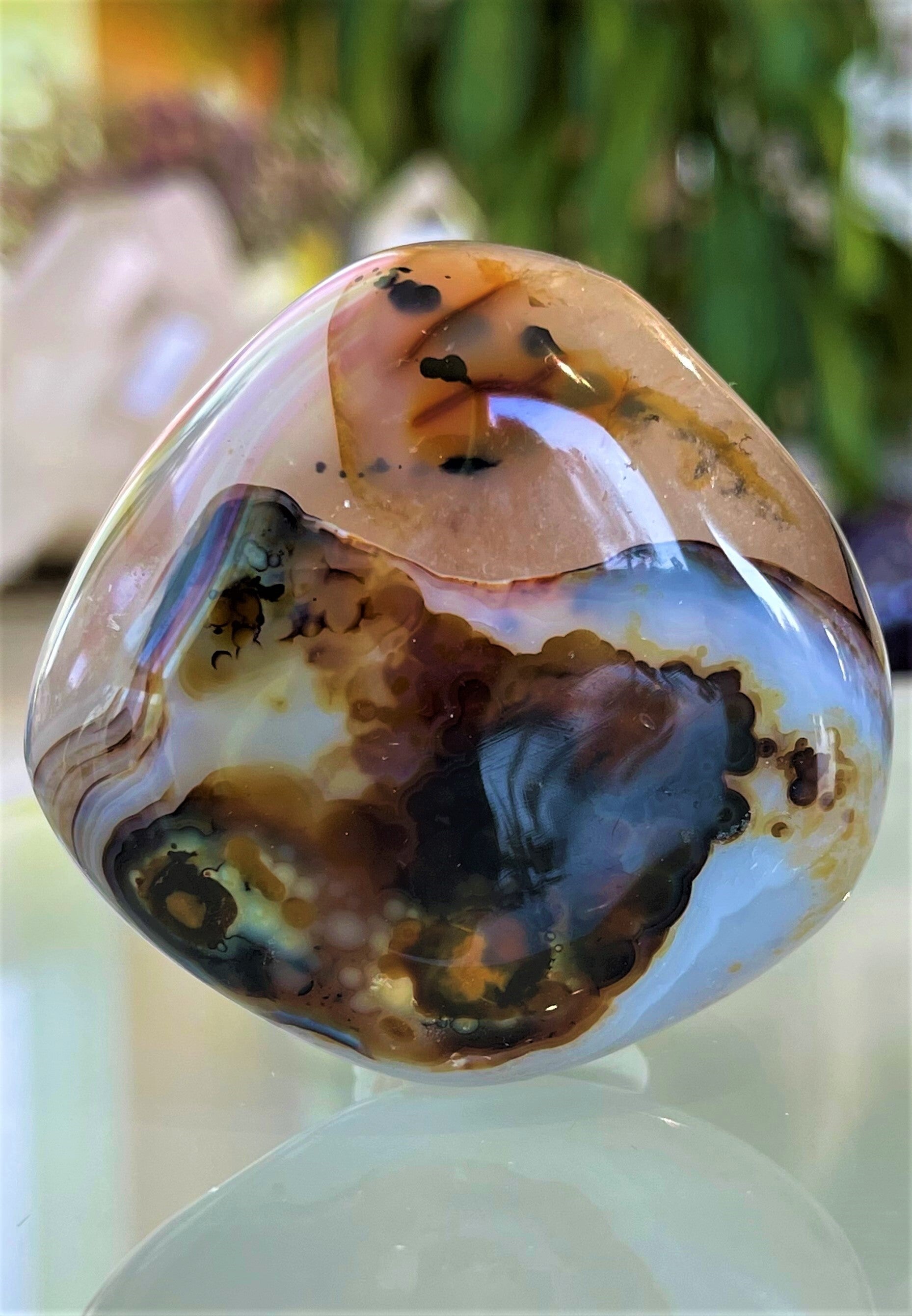 Dendriet Agaat Handsteen, medium | Jalla Stones - Edelstenen en Mineralen