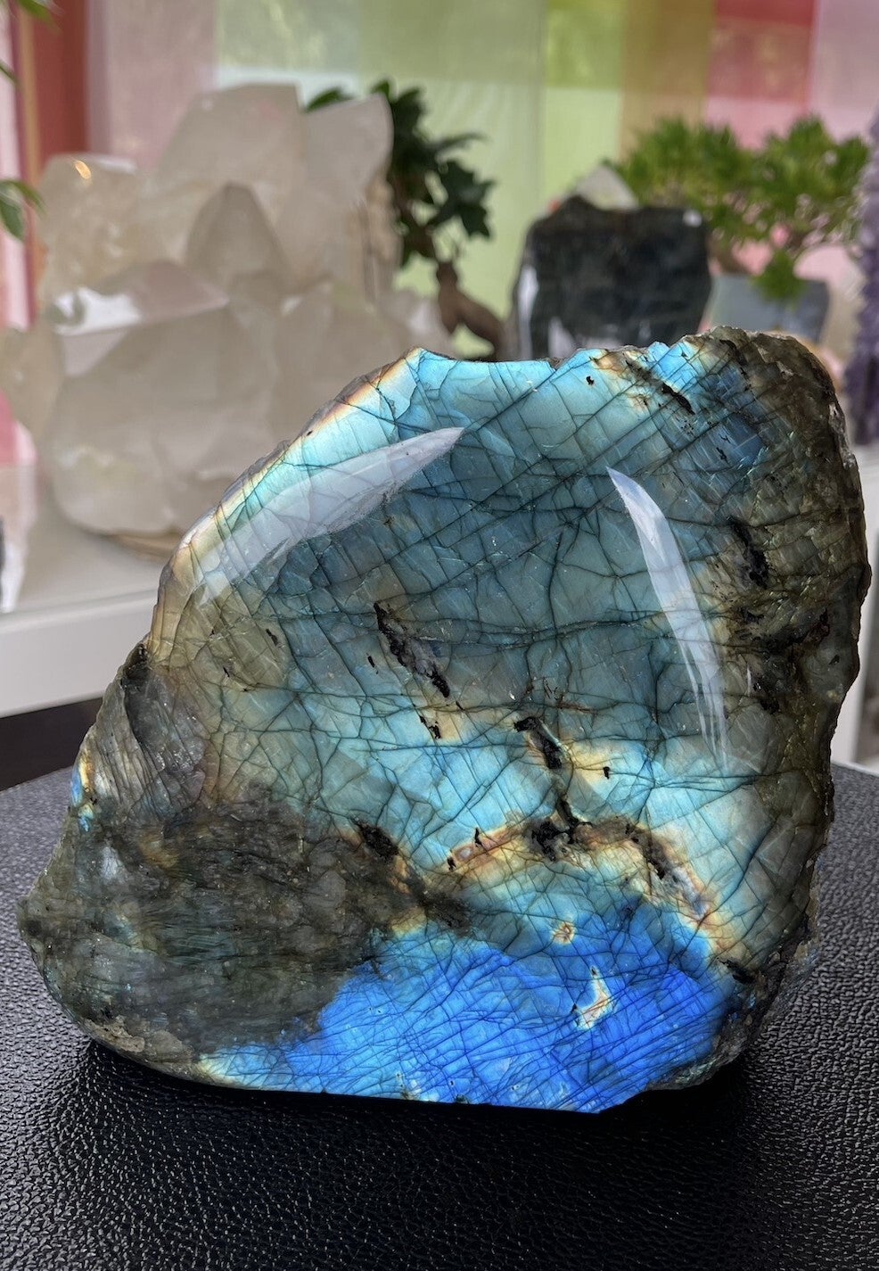 Labradoriet ruw, één zijde gepolijst, groot | Jalla Stones - Edelstenen en Mineralen