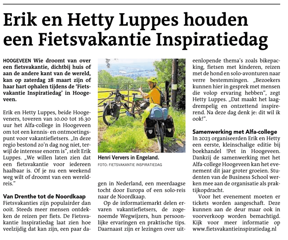 In de pers | Fietsvakantie Inspiratiedag
