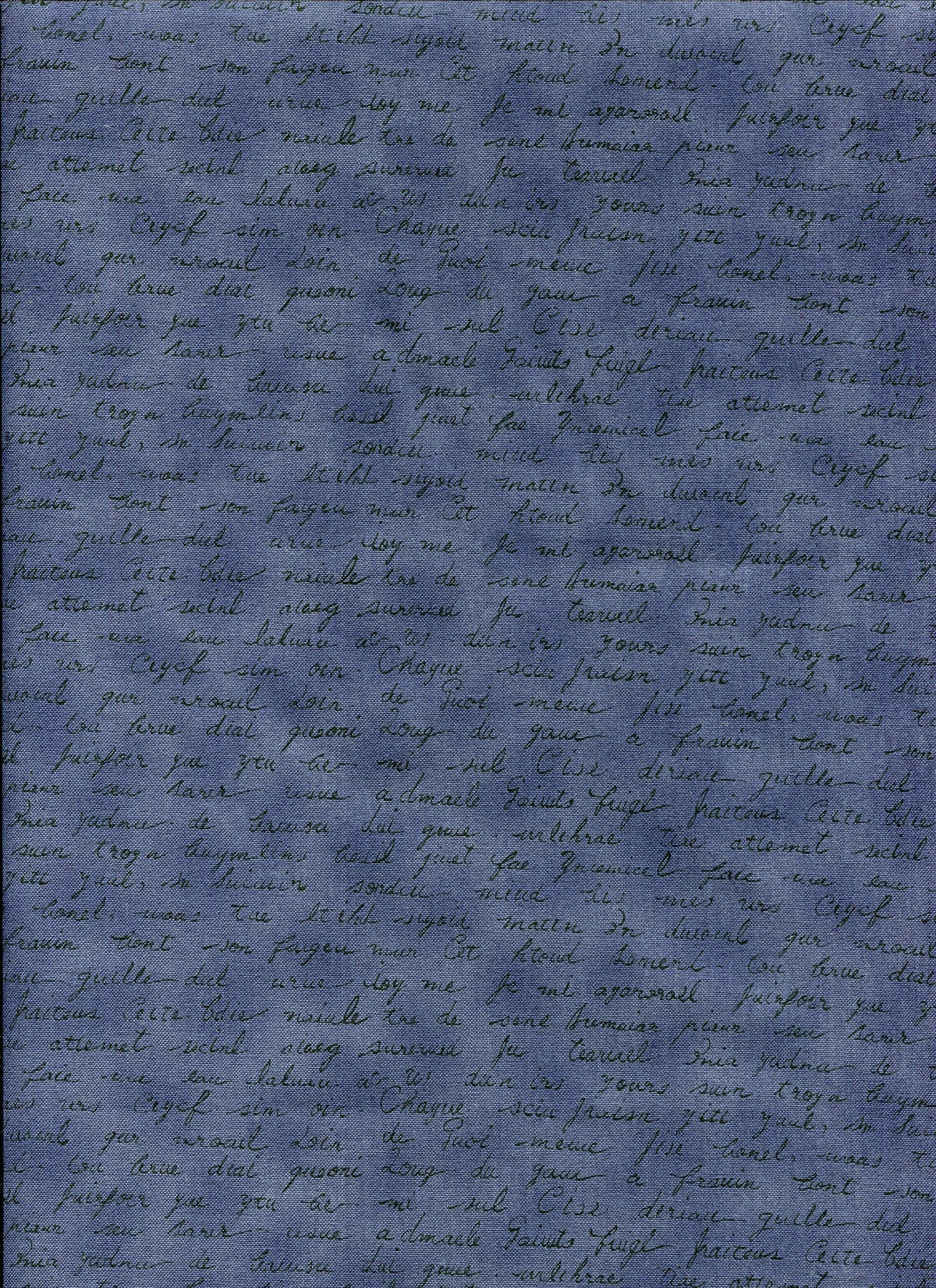 Library script on dark blue | Van Rooyen Quilt Fabrics