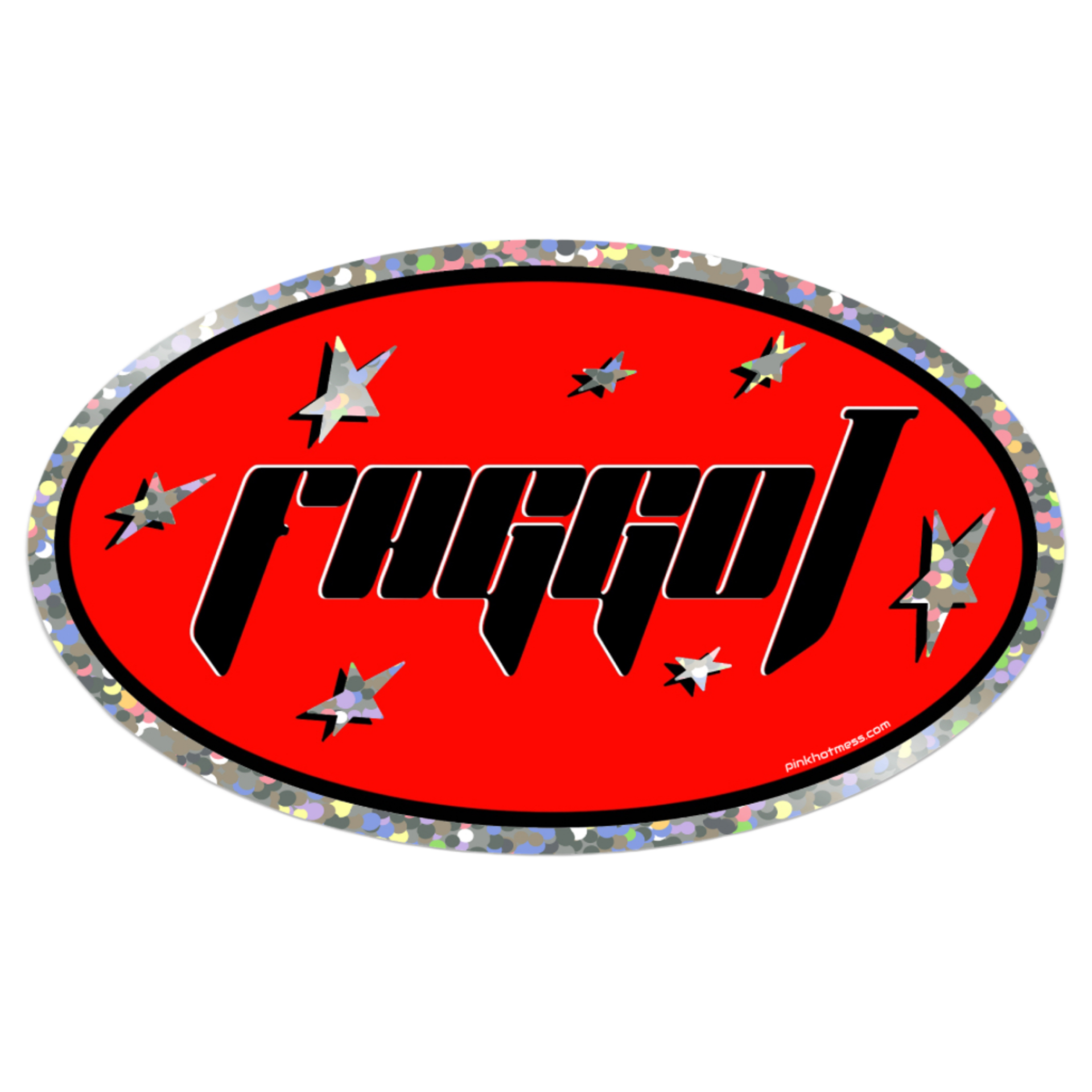 Y2K Faggot Oval Vending Machine Glitter Sticker | pinkhotmess