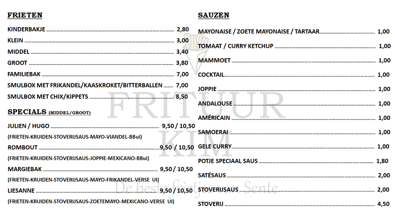 Menu | Frituur Kim