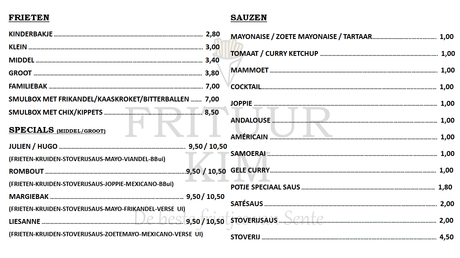 Menu | Frituur Kim