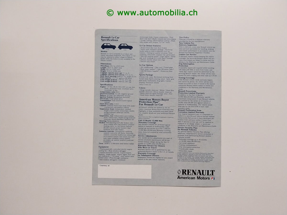 Renault / AMC R5 Le Car Prospekt englisch – selten