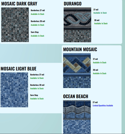 Vinyl Liner Colors and Patterns