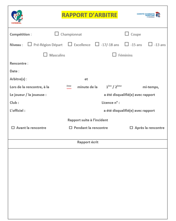 Arbitrage du CD 17 Handball