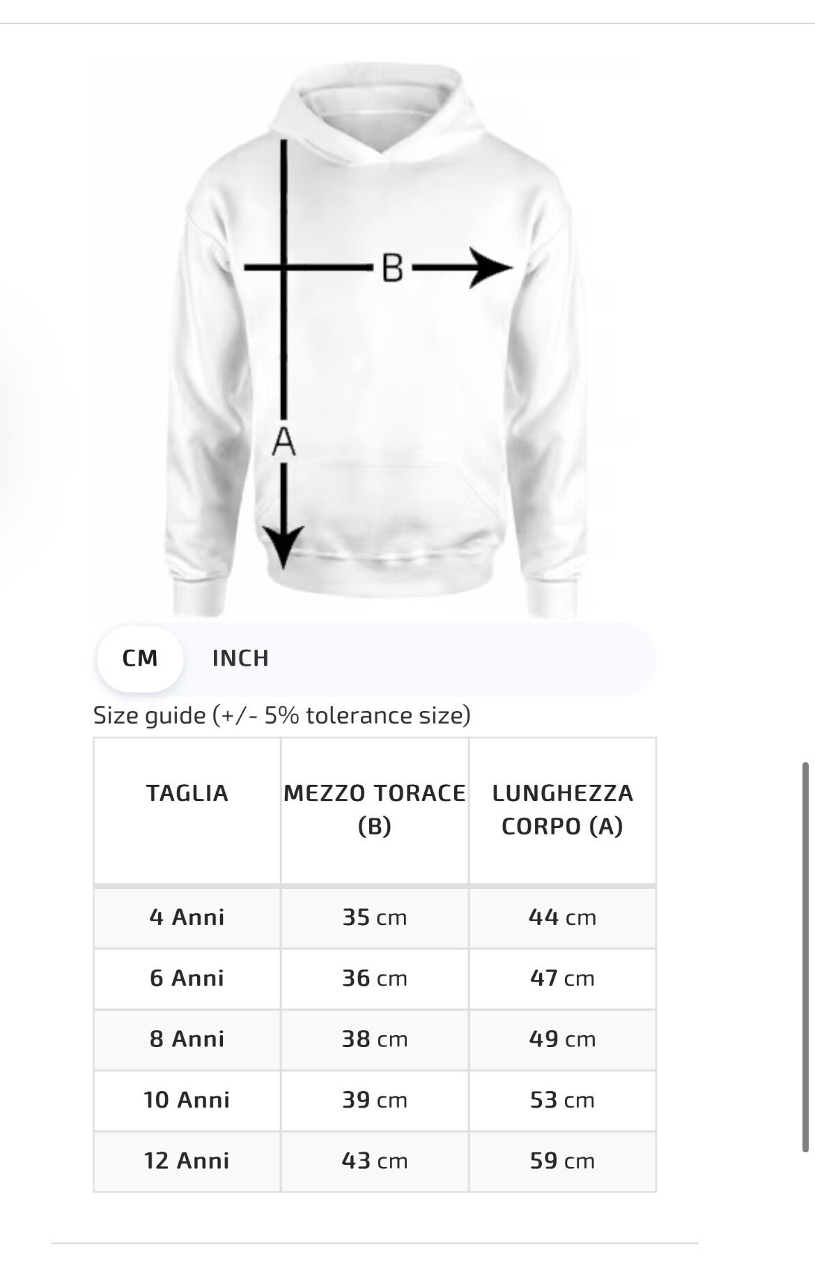 FELPA BAMBINI / GUIDA ALLE TAGLIE | BULLADOR ITALIA
