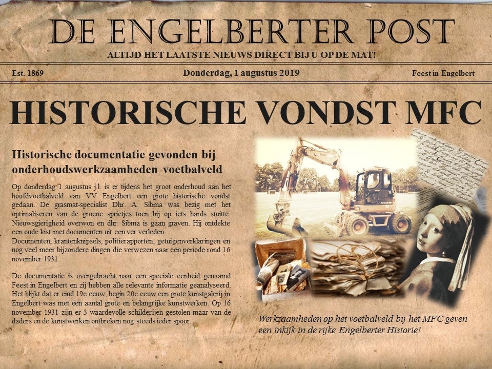 Krantenartikel Levend Cluedo / Levend Cluedo 2019 / Levend Cluedo ...