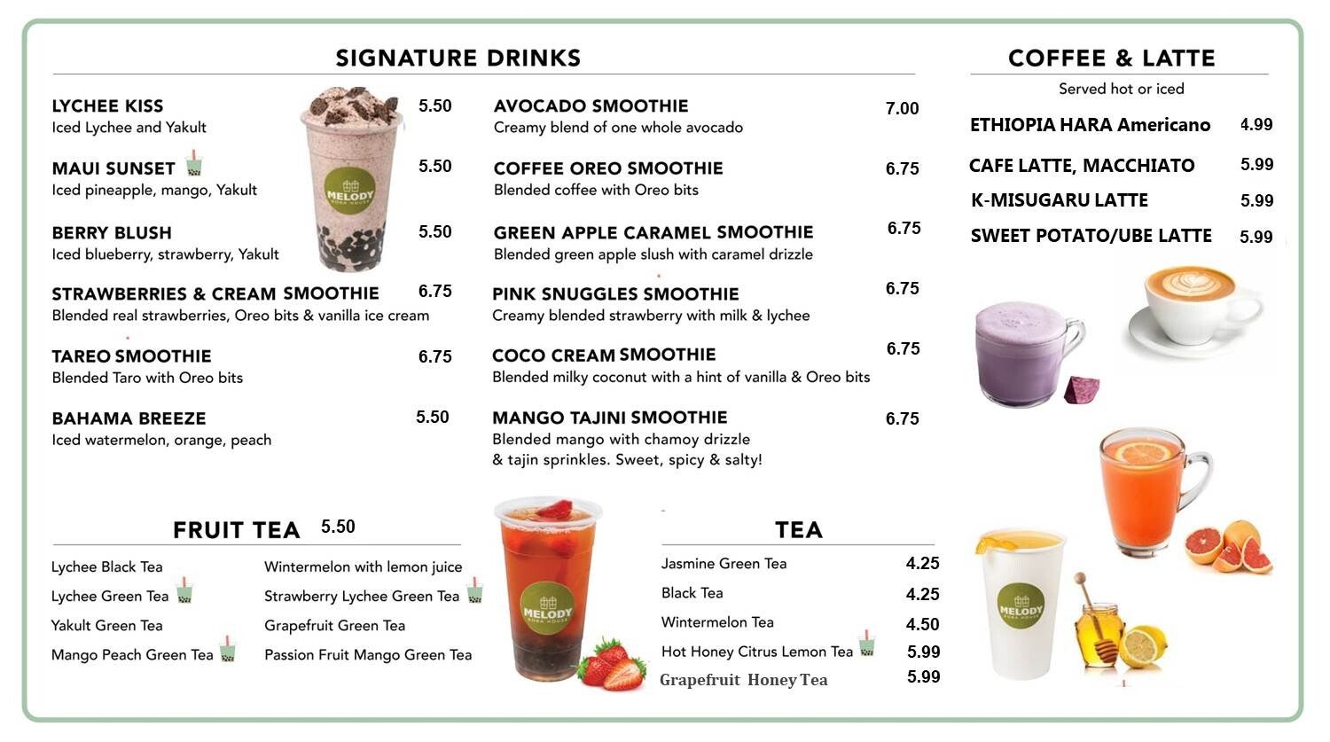 Menu | melodybobahouse