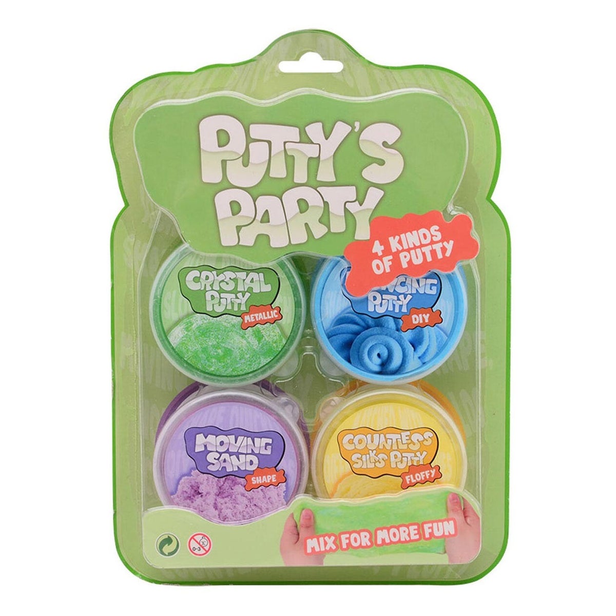Putty's Party - 4 soorten putty - fidget - sensorisch | autismespeelgoed.nl