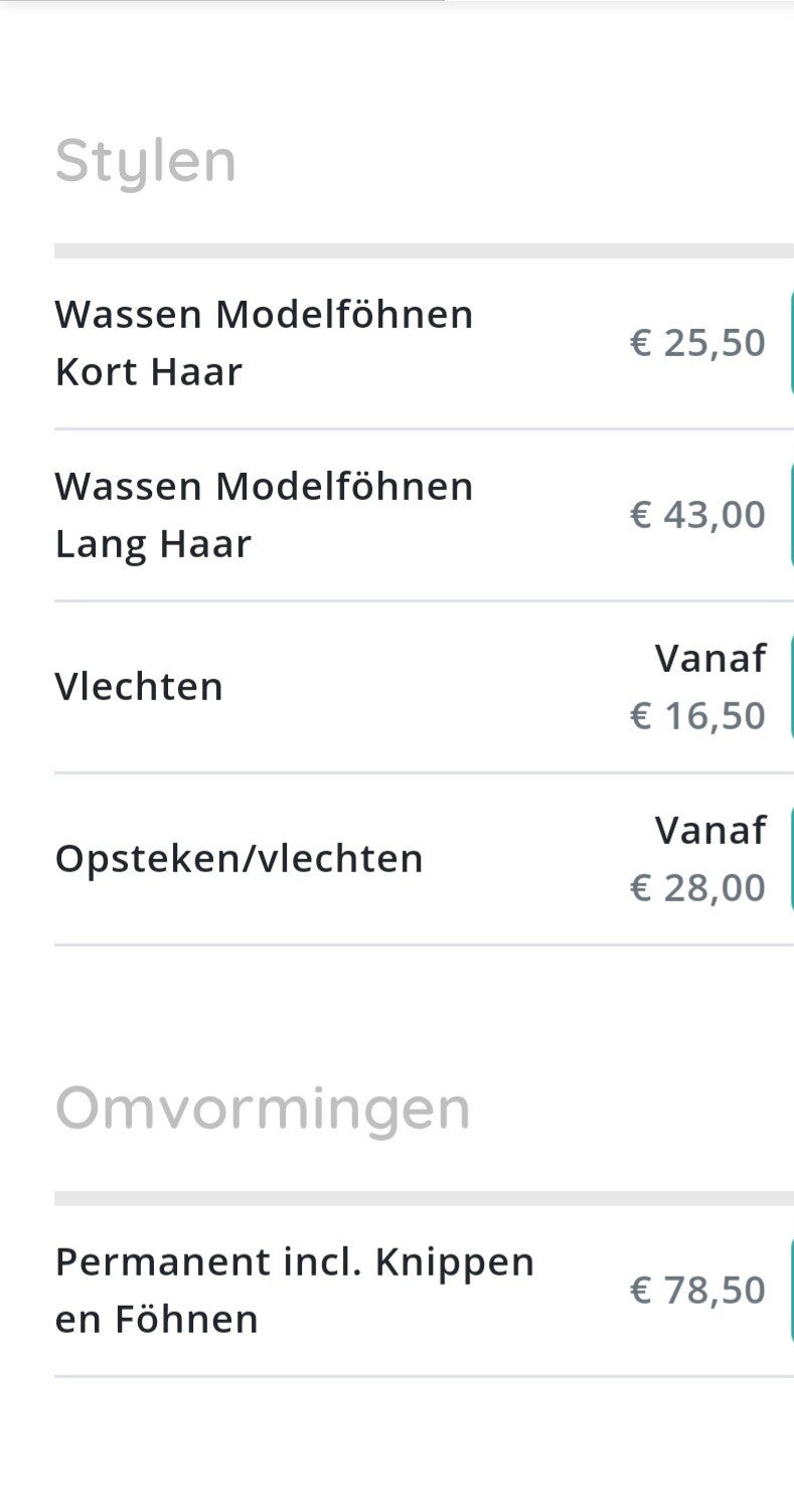 Onze tarieven | Haarsalon