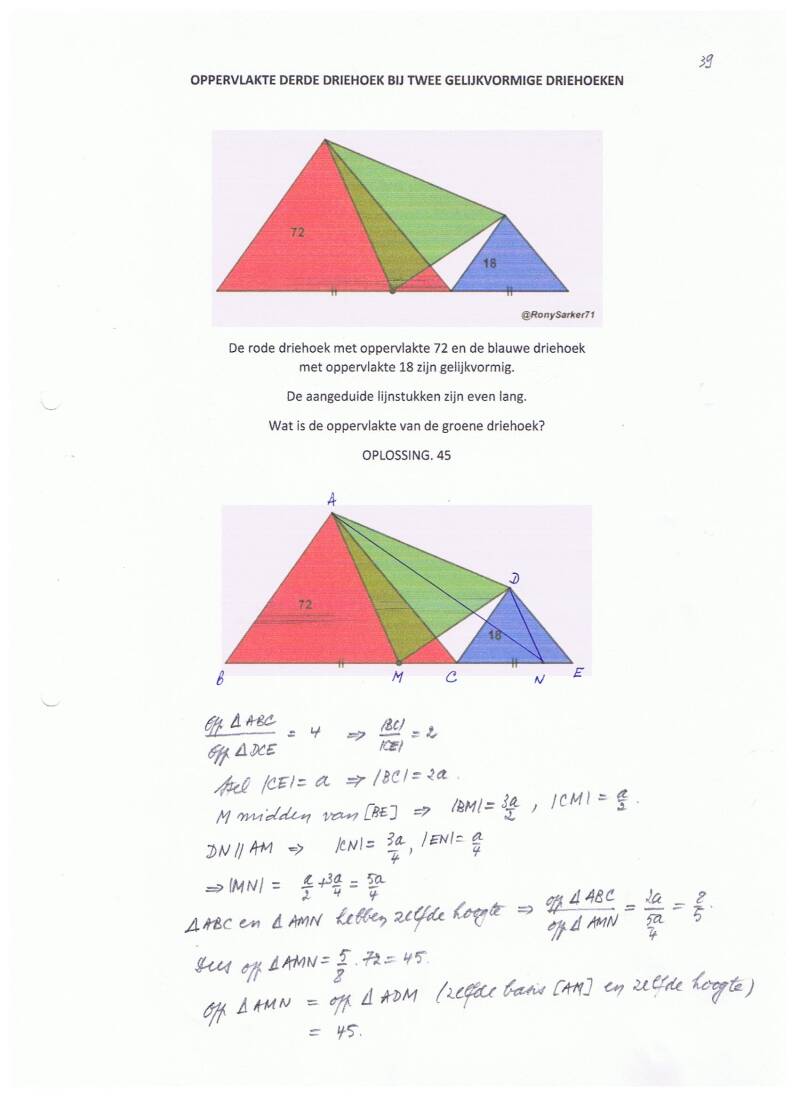 39. Oppervlakte van de derde driehoek | Opgelost