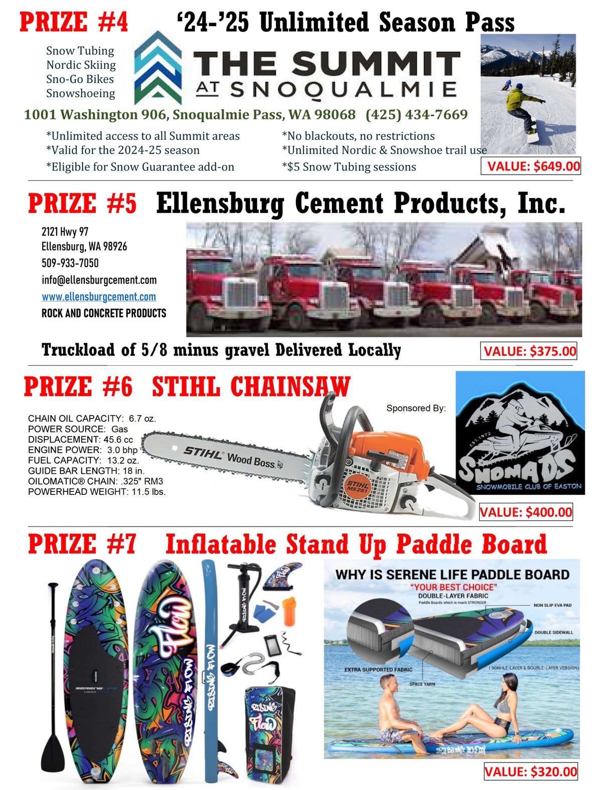 LARGE RAFFLE PRIZES | Easton Memorial Day Celebration