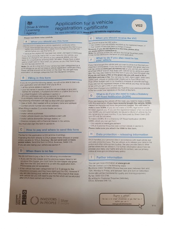 V62 Application Form | RoadTaxSolutions