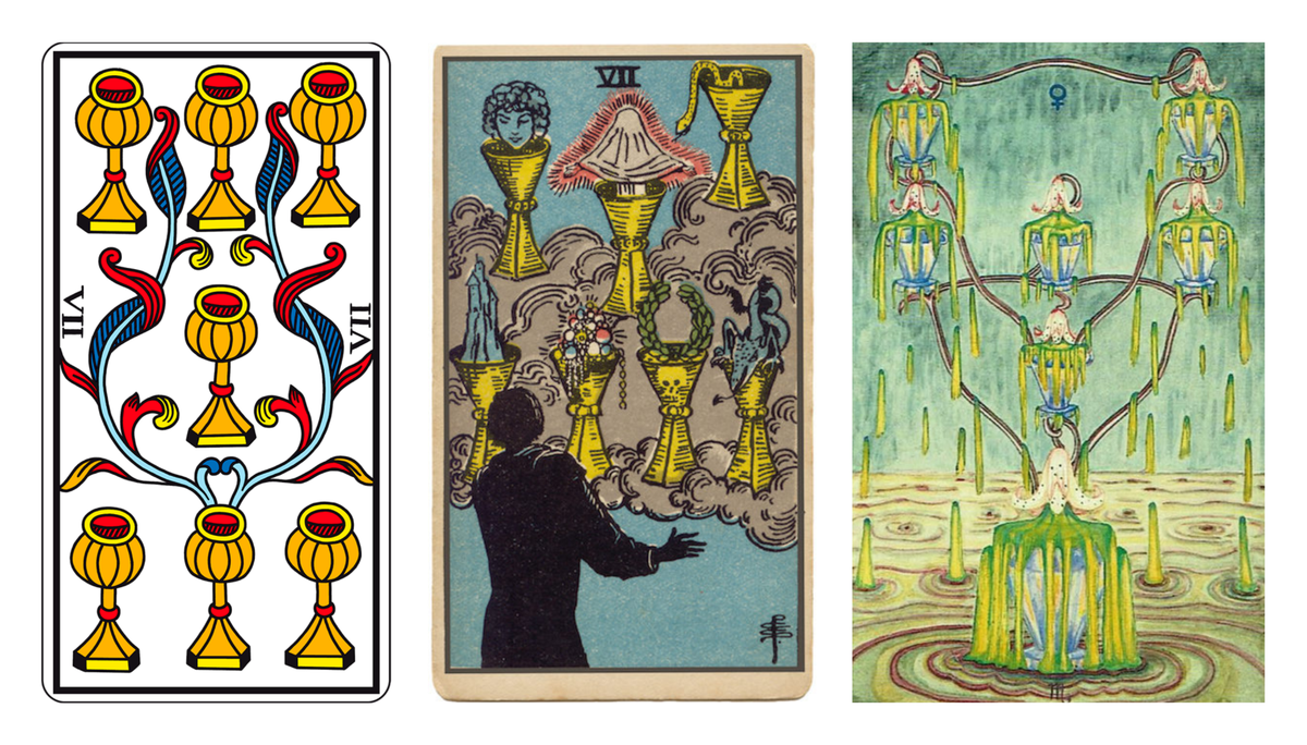 El Siete de Copas en el Tarot: La Ilusión, las Opciones y la Necesidad ...