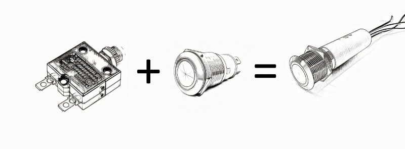 Stainless steel 12V / 24V pushbuttons with integrated circuit breaker ...