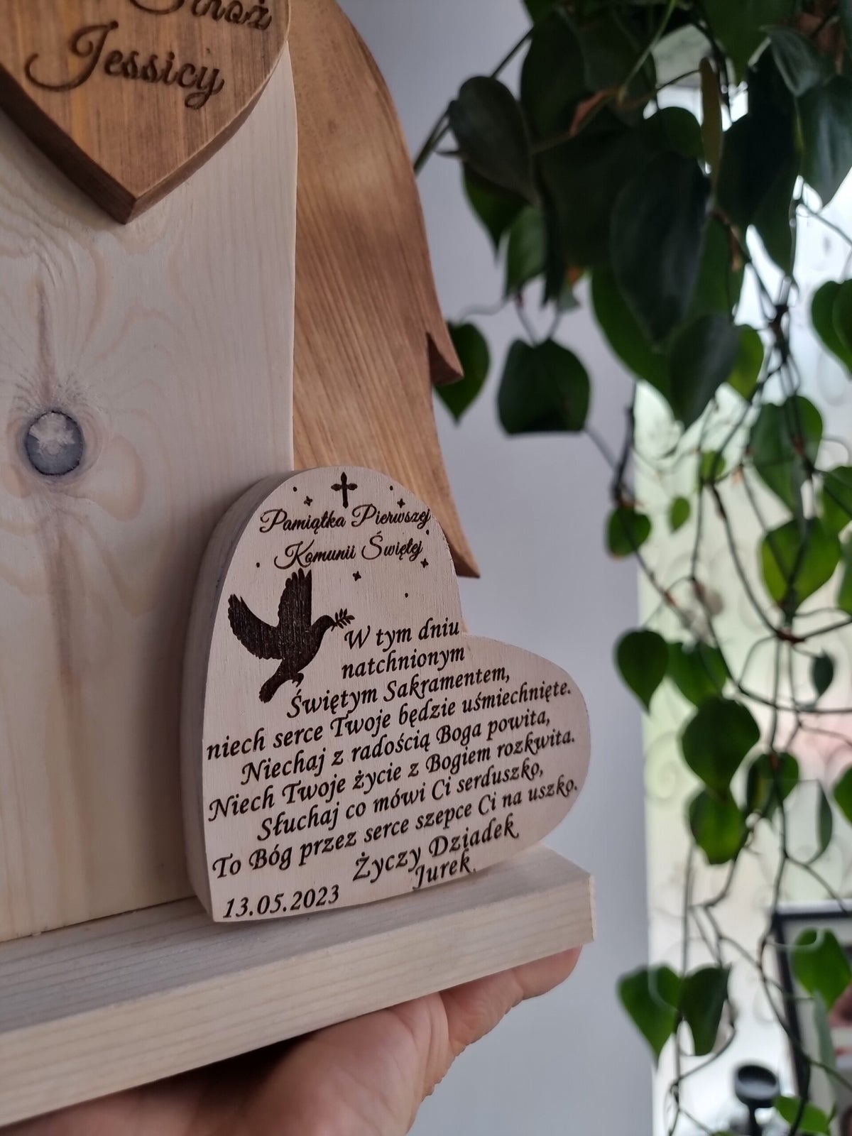 Personalized Solid wood Angel Guardian, Gift For Holy Communion or ...