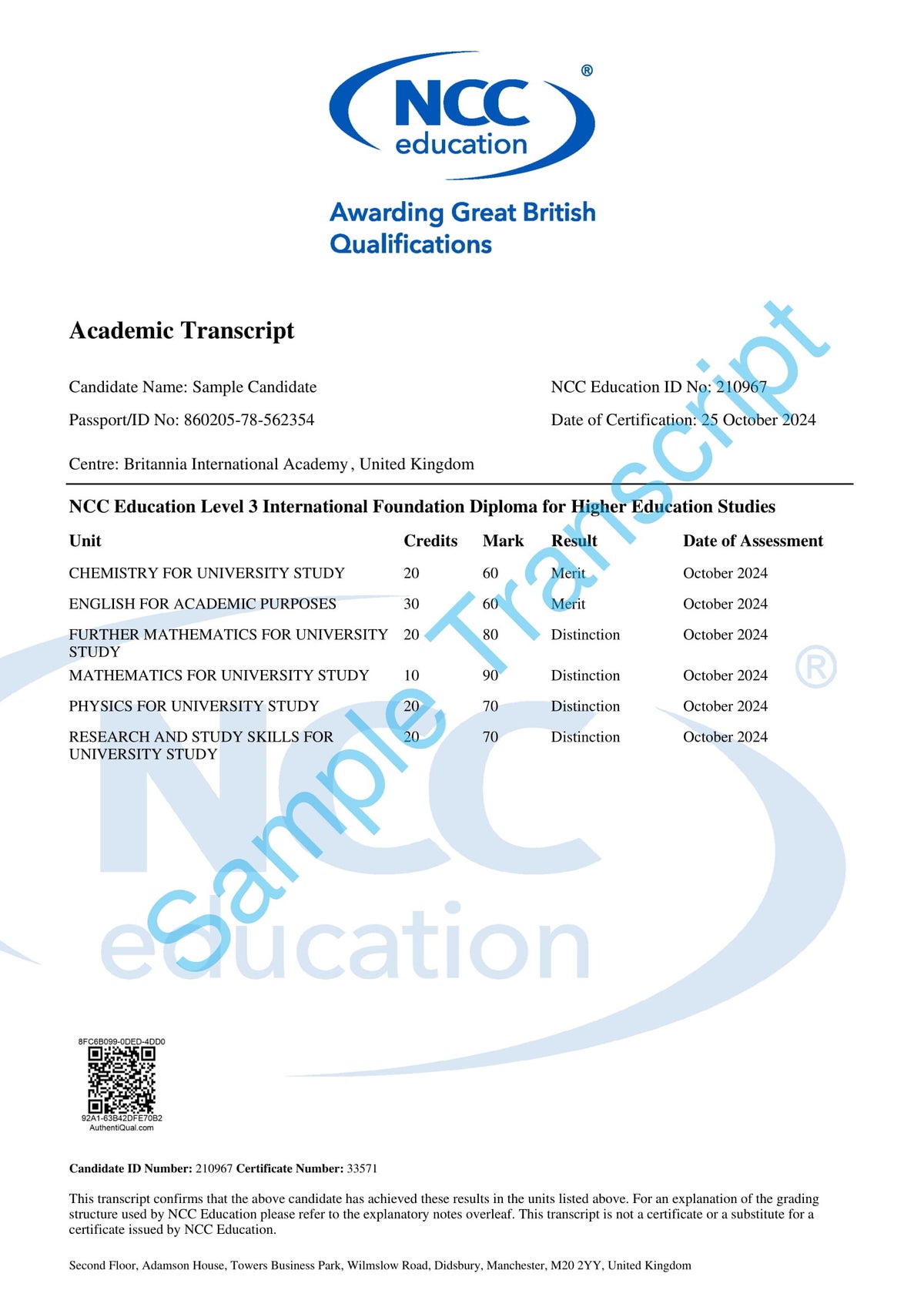 Ncc Education Level 3 International Foundation Diploma